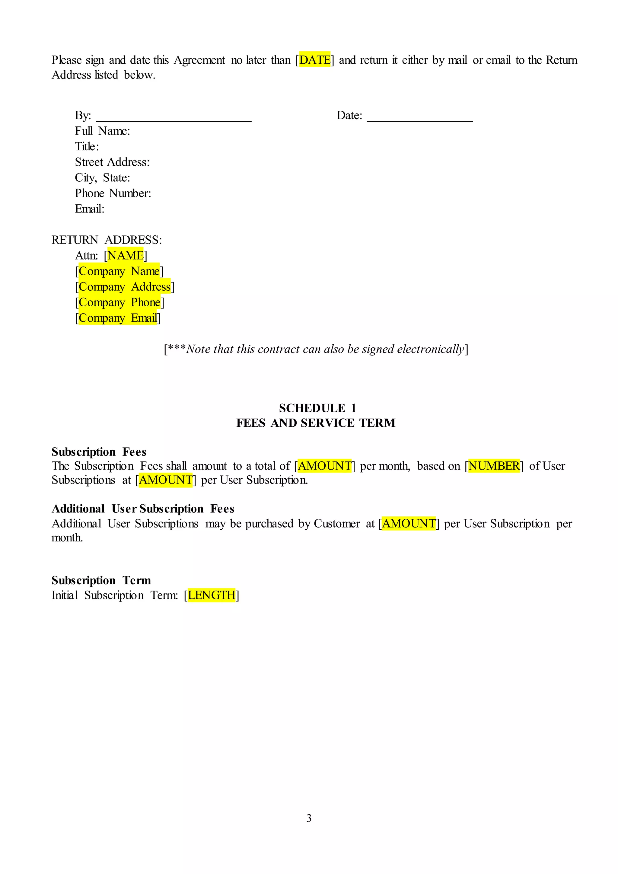 SaaS Agreement Sample | DOCX