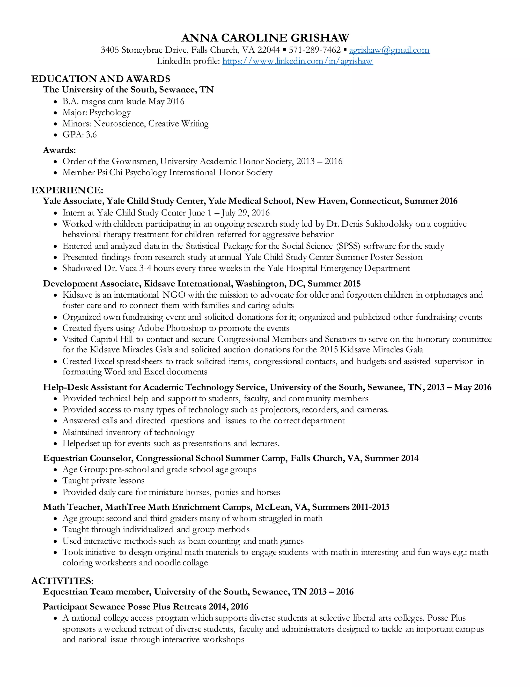 anna.grishaw.resume 2016 | DOCX | Education