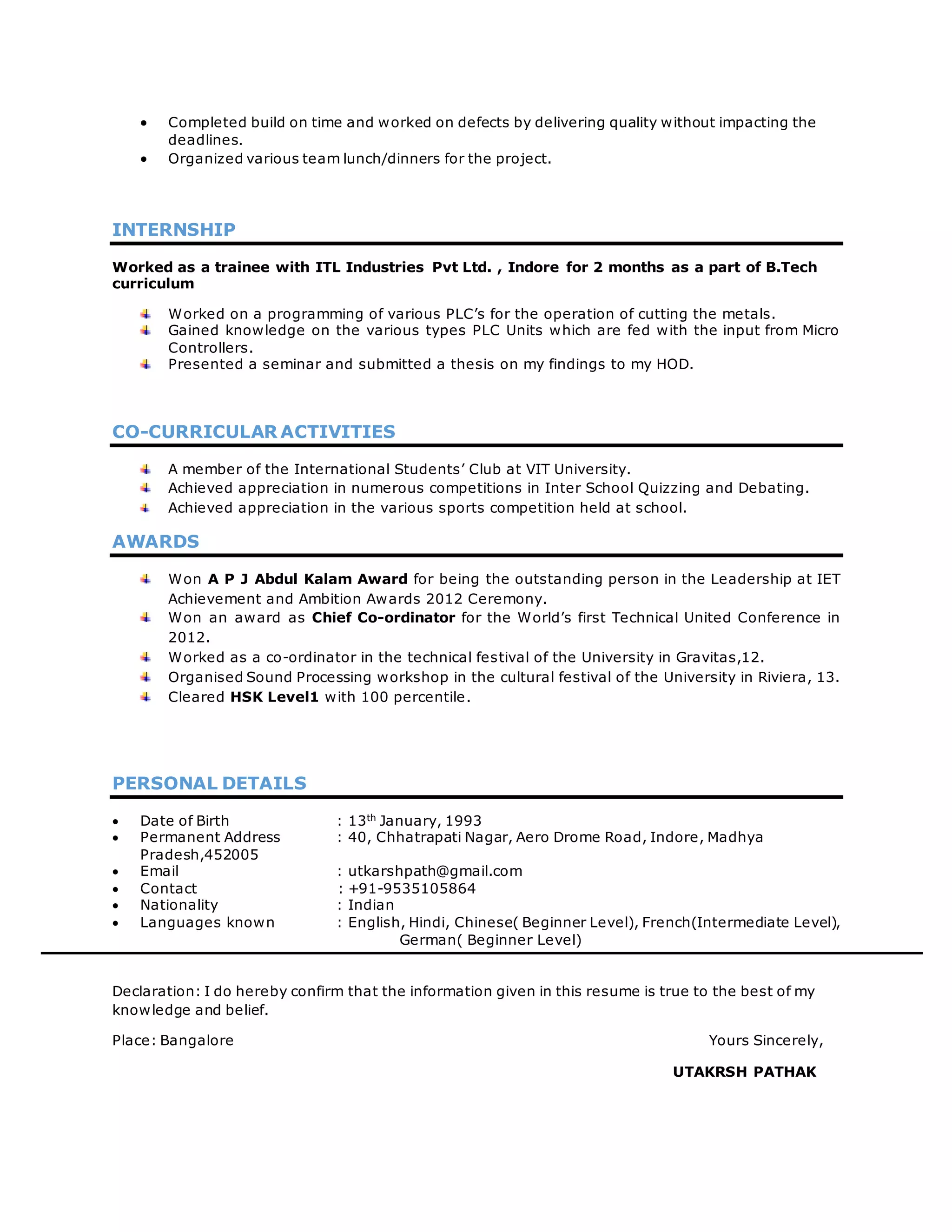 UTKARSH PATHAK resume | PDF UTKARSH PATHAK resume | PDF