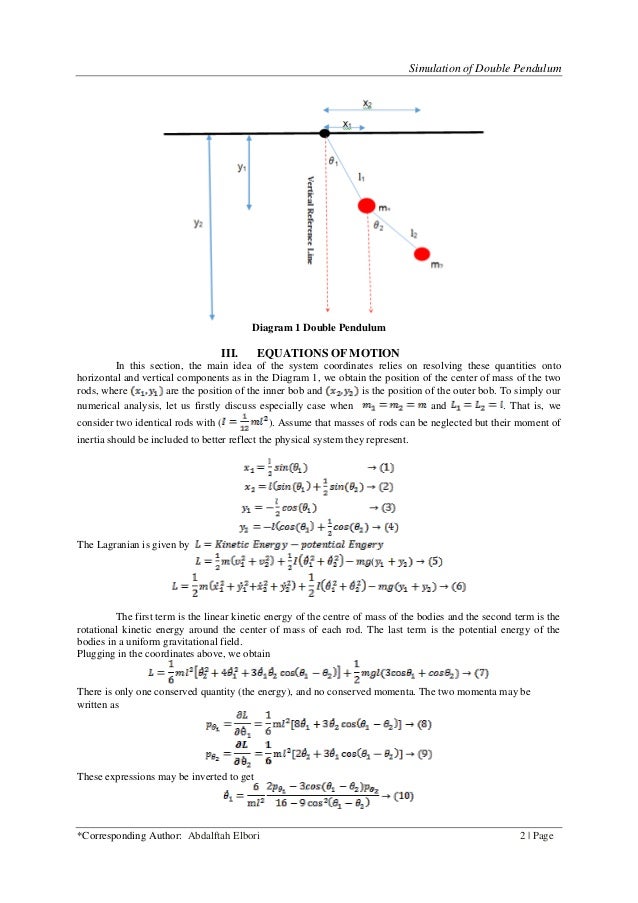 Simulation of Double Pendulum Simulation of Double Pendulum