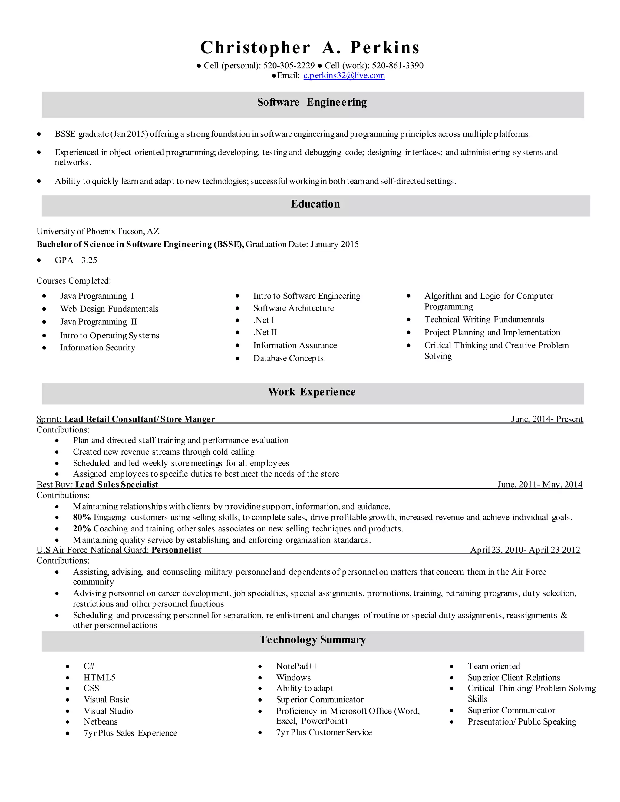 Resume IT May 2015 | DOCX | Resume Writing and Advice | Job Search