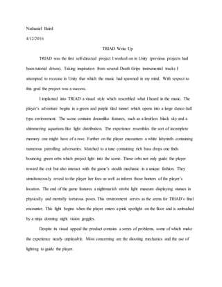 TRIAD Write Up | DOCX | Action-Adventure Video Games | Video Game Genres
