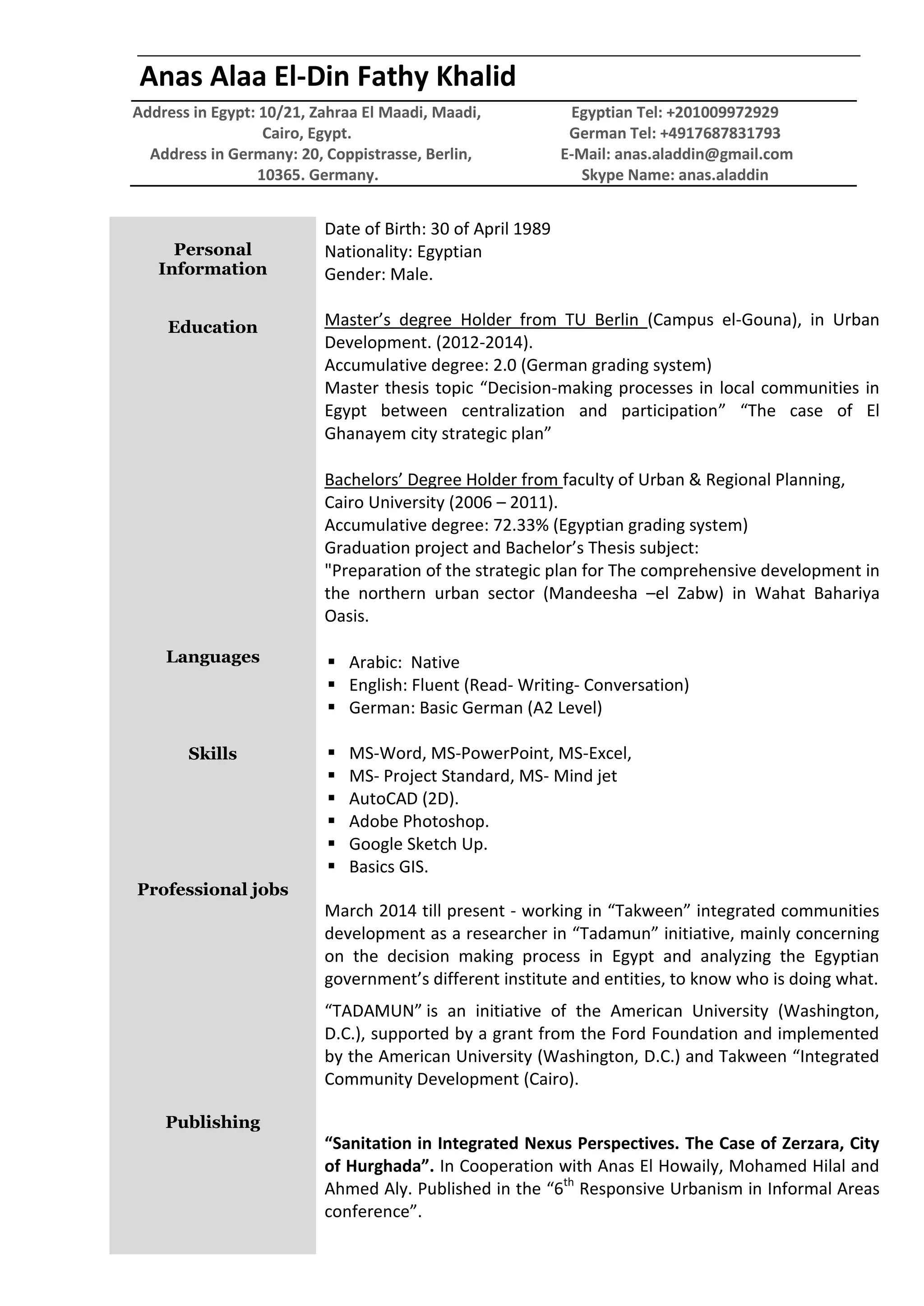 Anas Khaled Résumé | PDF