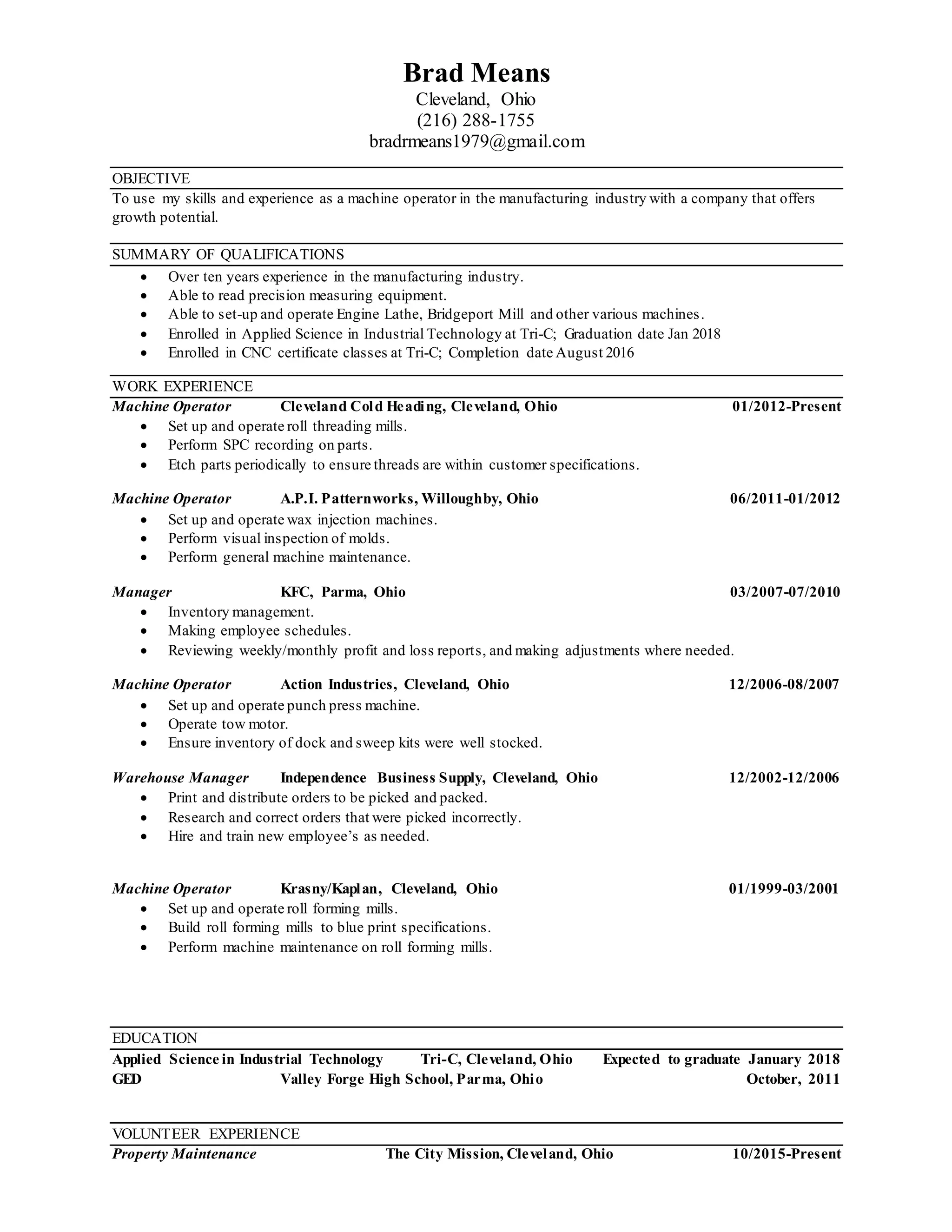 Brad's resume | DOCX