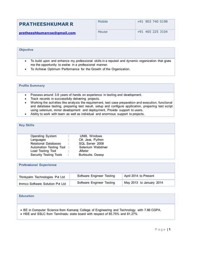 Resume_Pratheeshkumar | PDF
