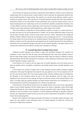 The reviewe of the Camshift algorithm and its improved algorithm of target tracking research ...