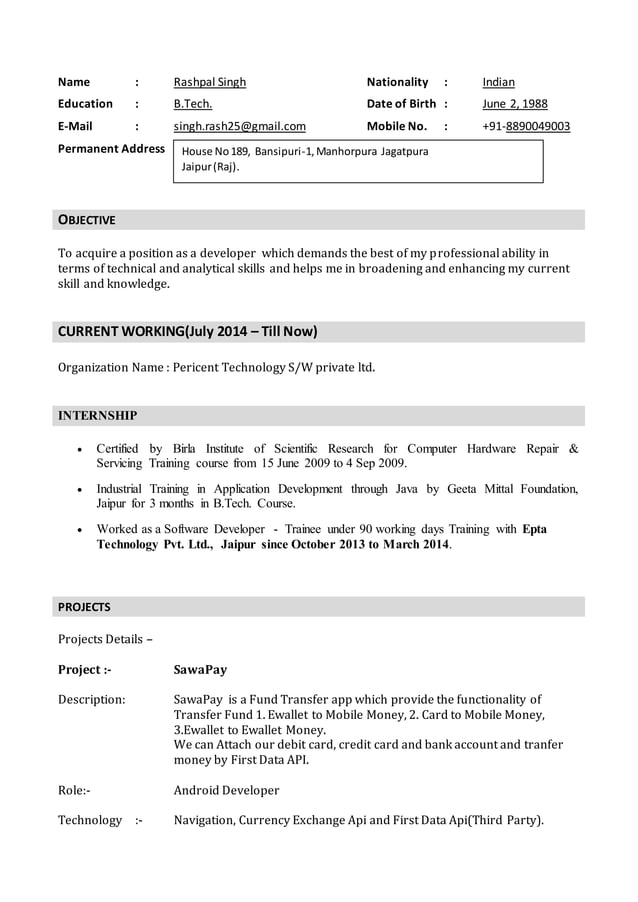 Rashpal singh Resume | DOCX