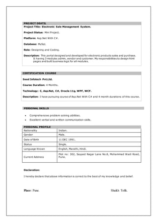 Resume (.Net) | PDF