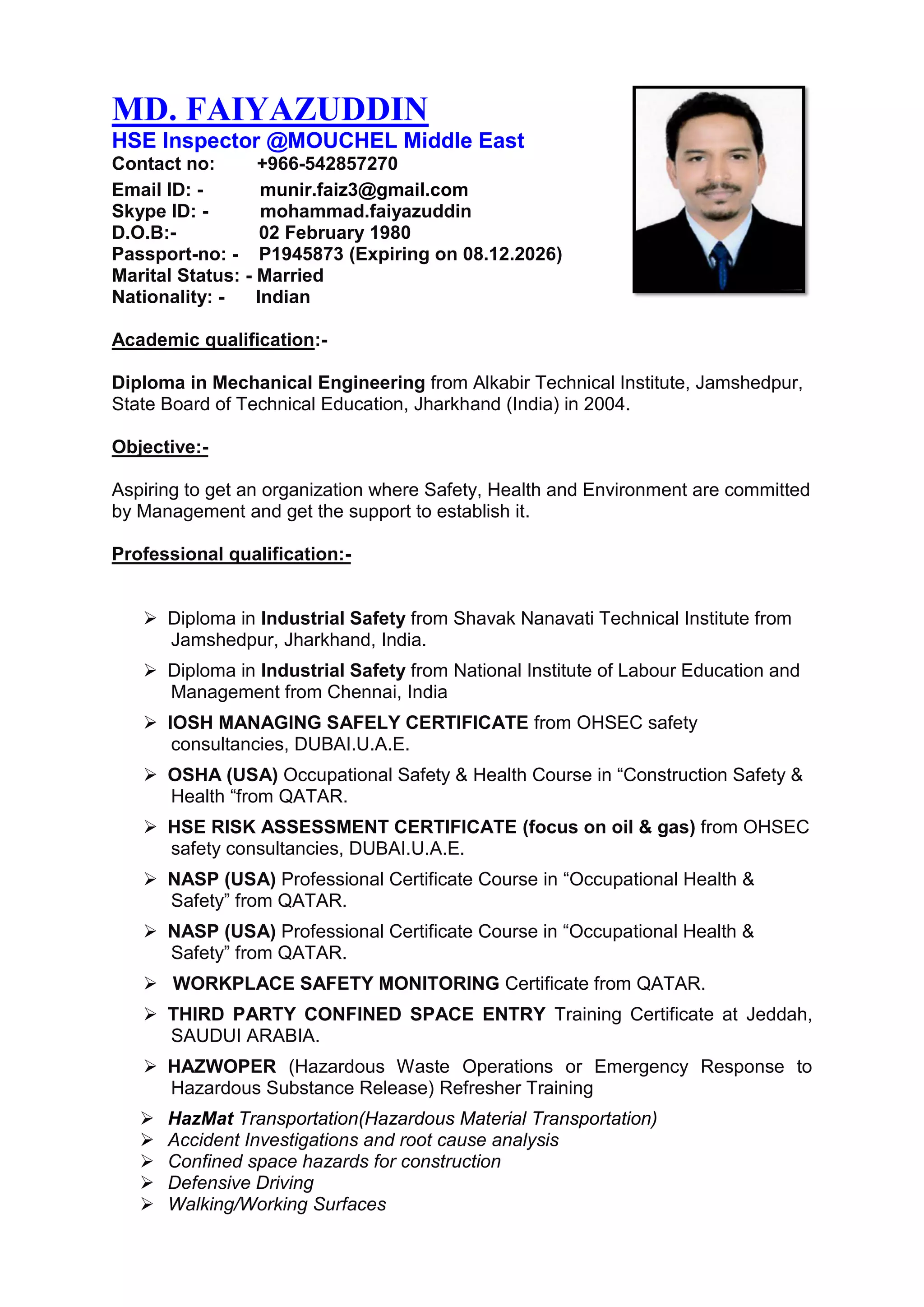 UPDATED CV OF MOHAMMAD FAIYAZUDDIN (2) | PDF | Civil Engineering Industry | Industries