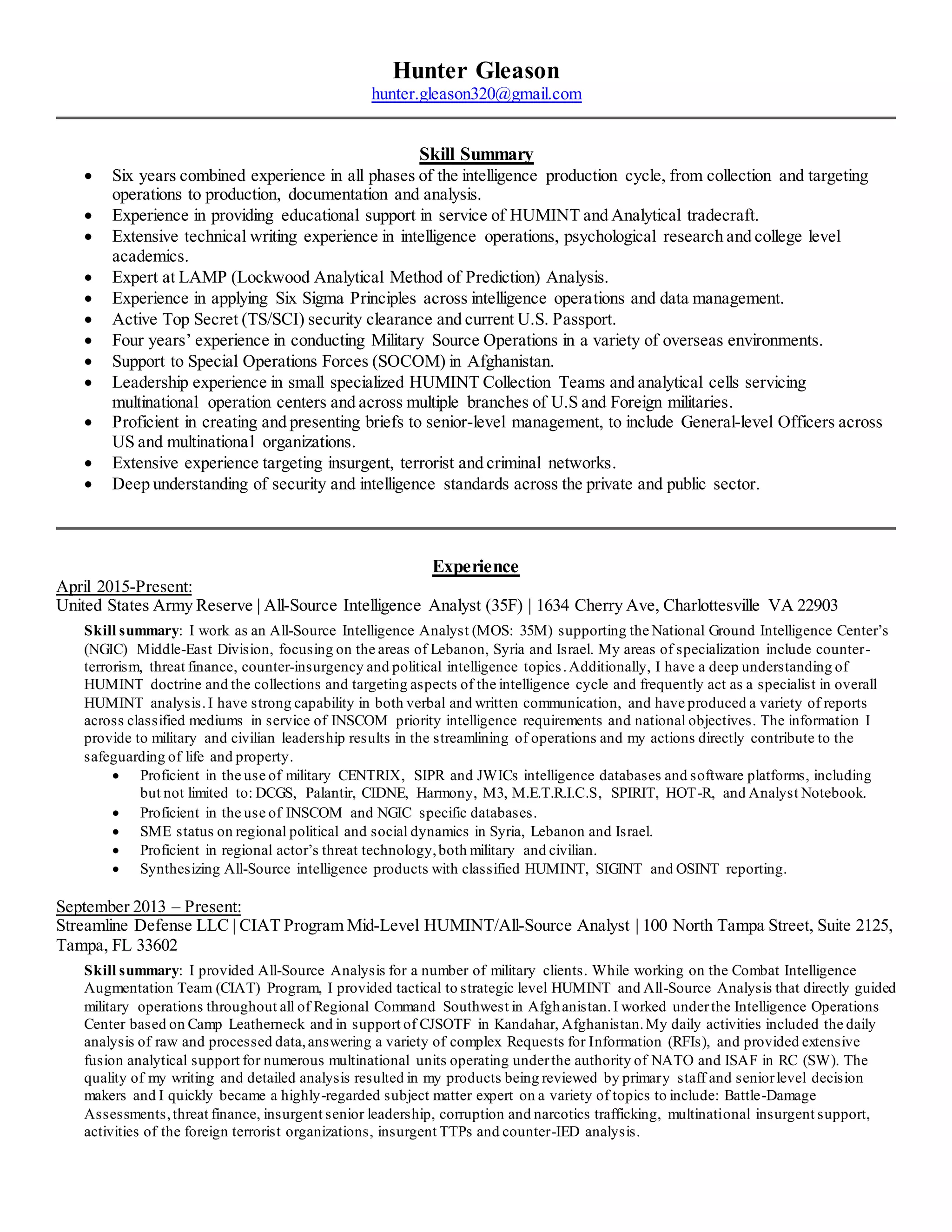 Hunter Resume (OSINT) | DOCX