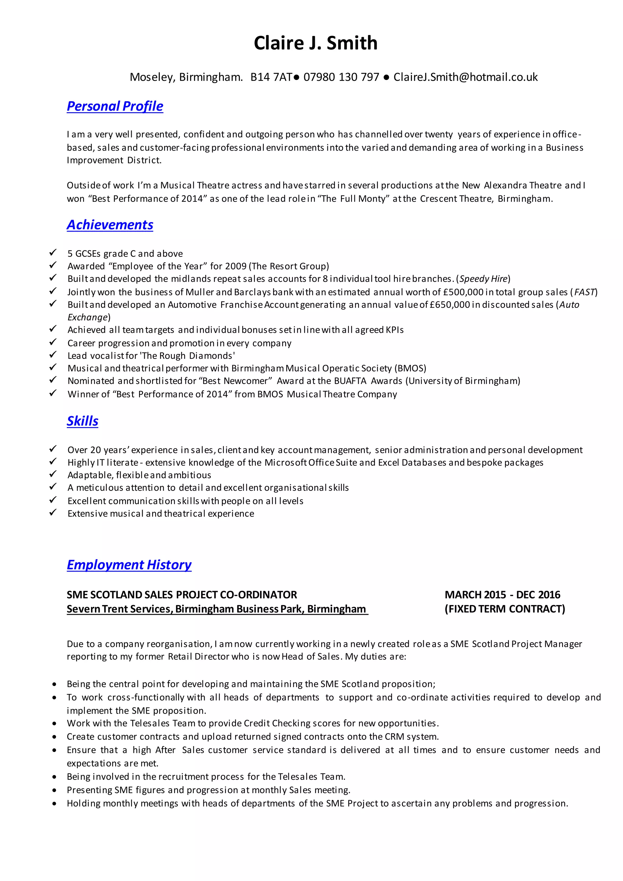 Claire J. Smith CV - 04.02.17