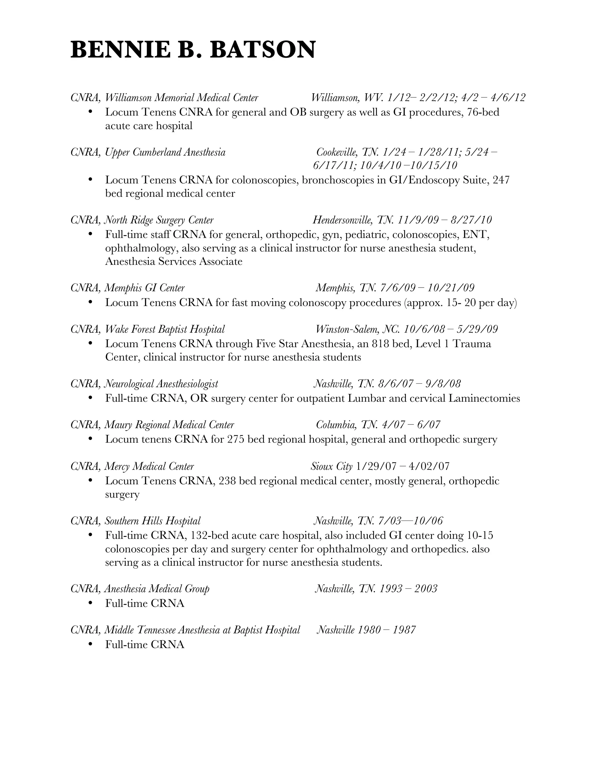 Bennie B. Batson CV | PDF