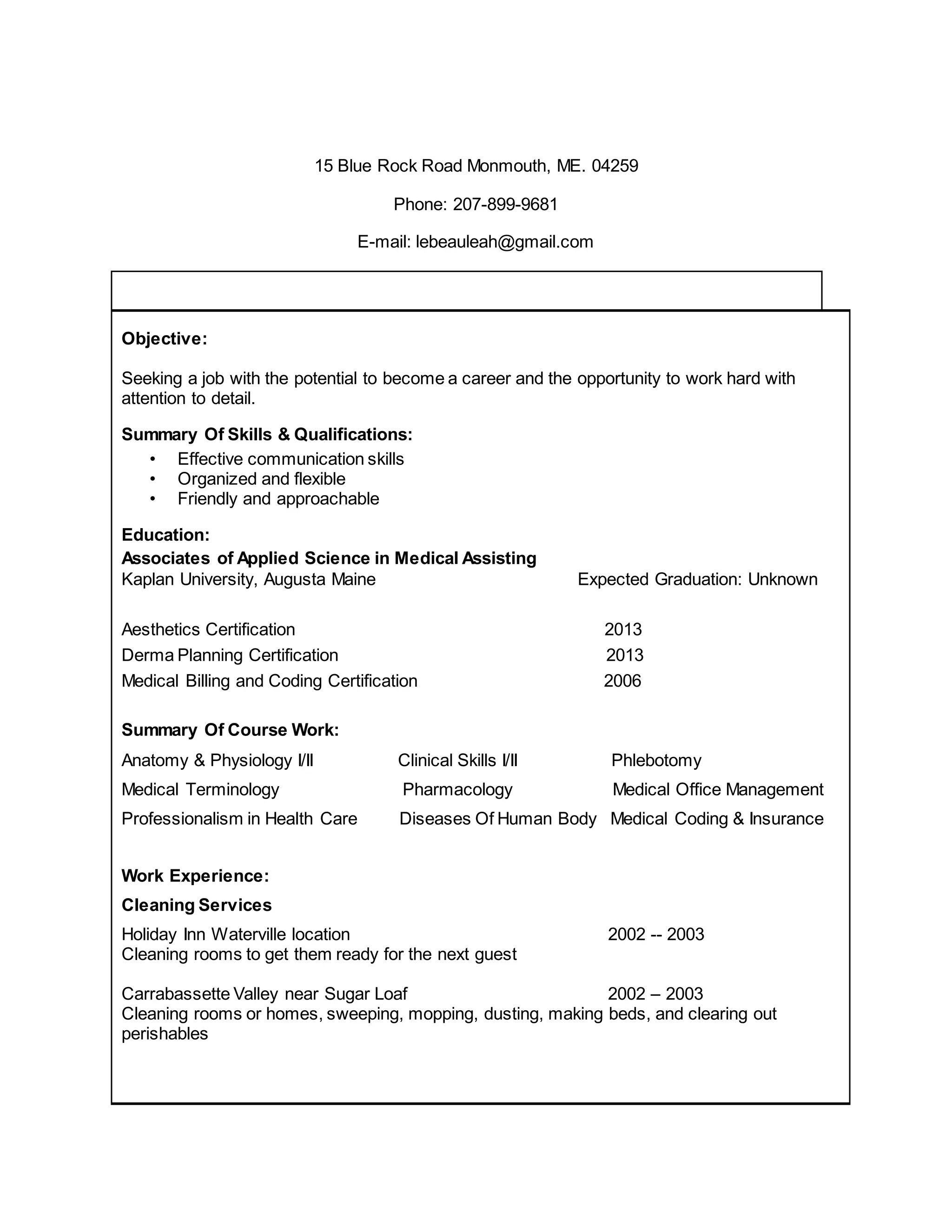 Leah Lebeau Resume | DOCX | Phone Services | Home Utilities