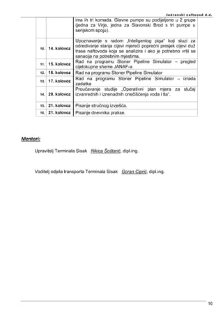 DNEVNIK RADA - STRUČNA PRAKSA JANAF | PDF