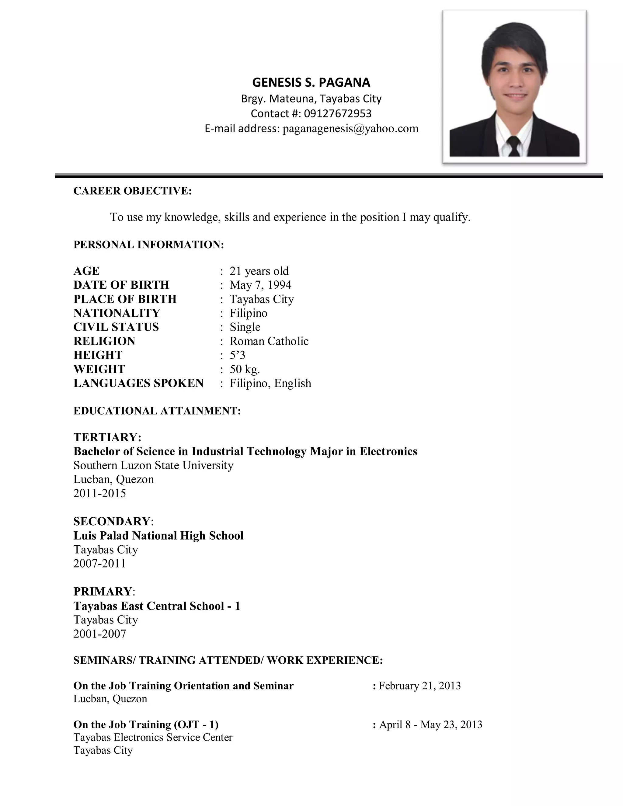 Genesis Resume NF2 | PDF