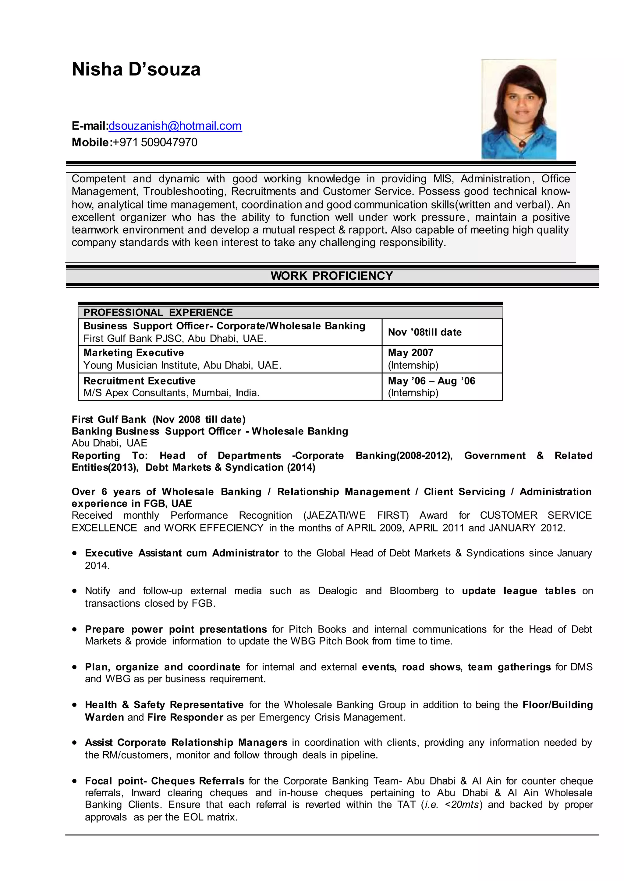 Nisha D'souza Resume 2015 | DOCX