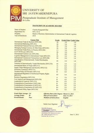 MBA Transcripts | PDF