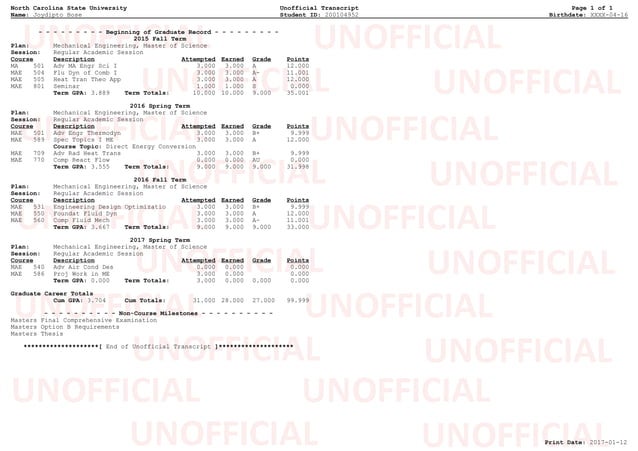 NCSU_JBose_Transcript | PPT