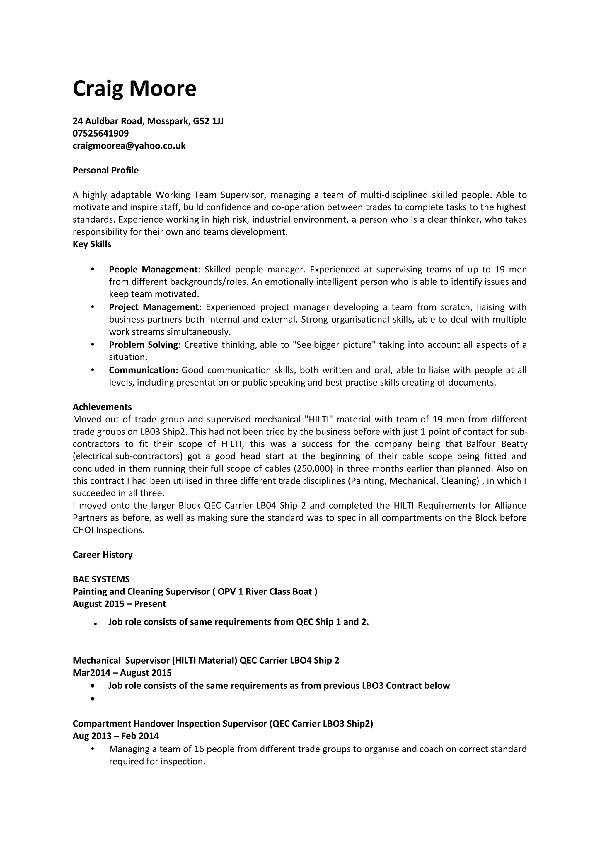 Craig Moore CV v 2 (1) | PDF