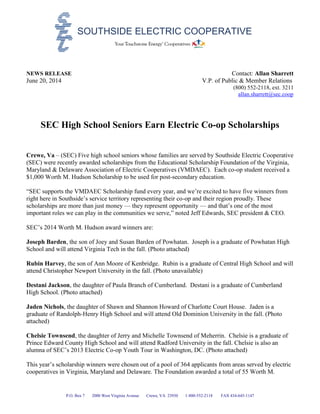 Electric Co-op Students Earn Educational Foundation Scholarships - News ...