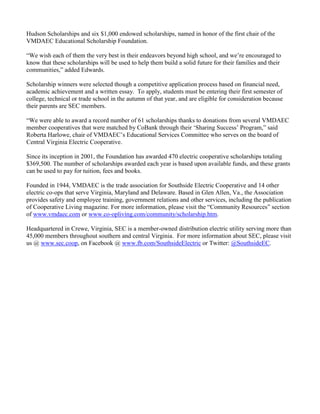 Electric Co-op Students Earn Educational Foundation Scholarships - News ...