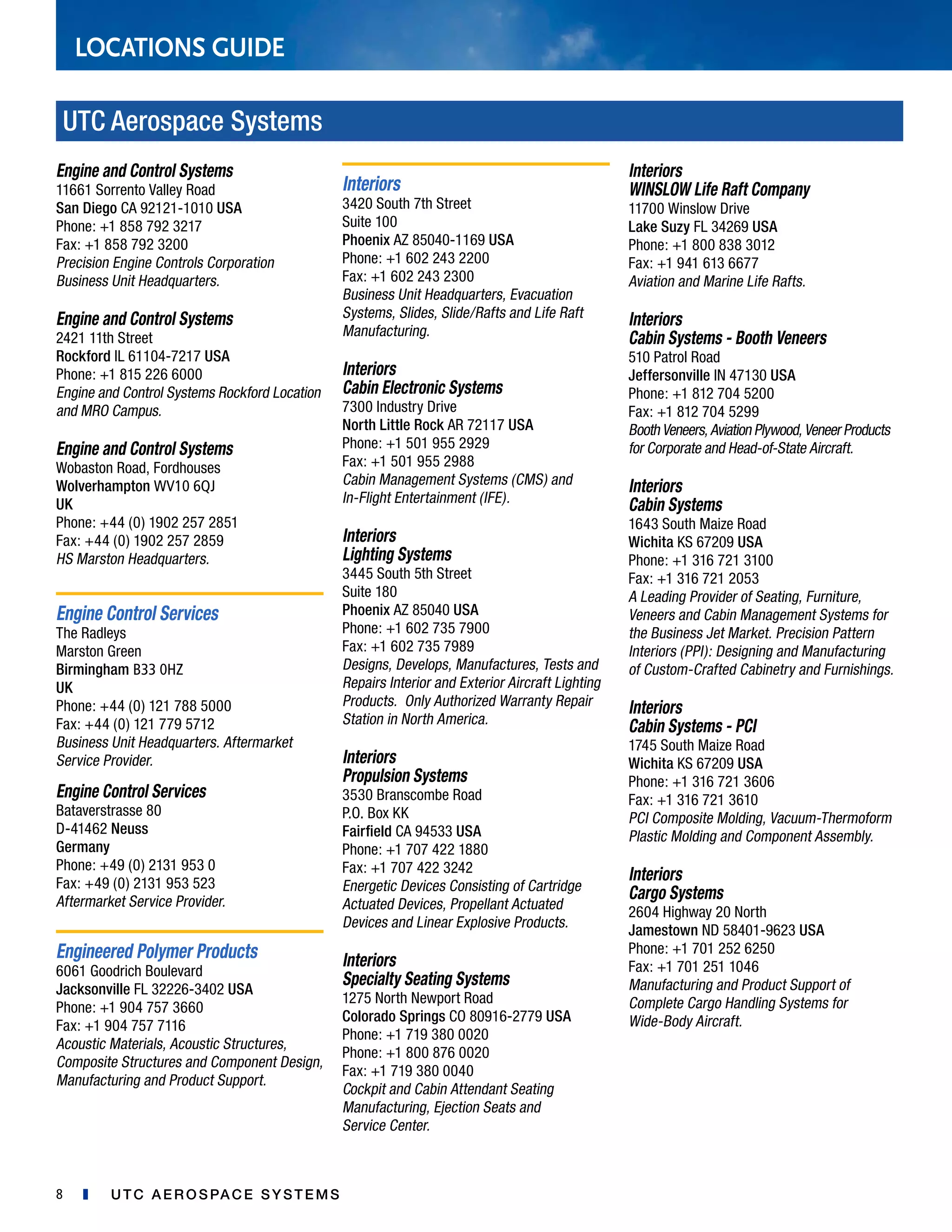United Technologies Locations Guide | PDF