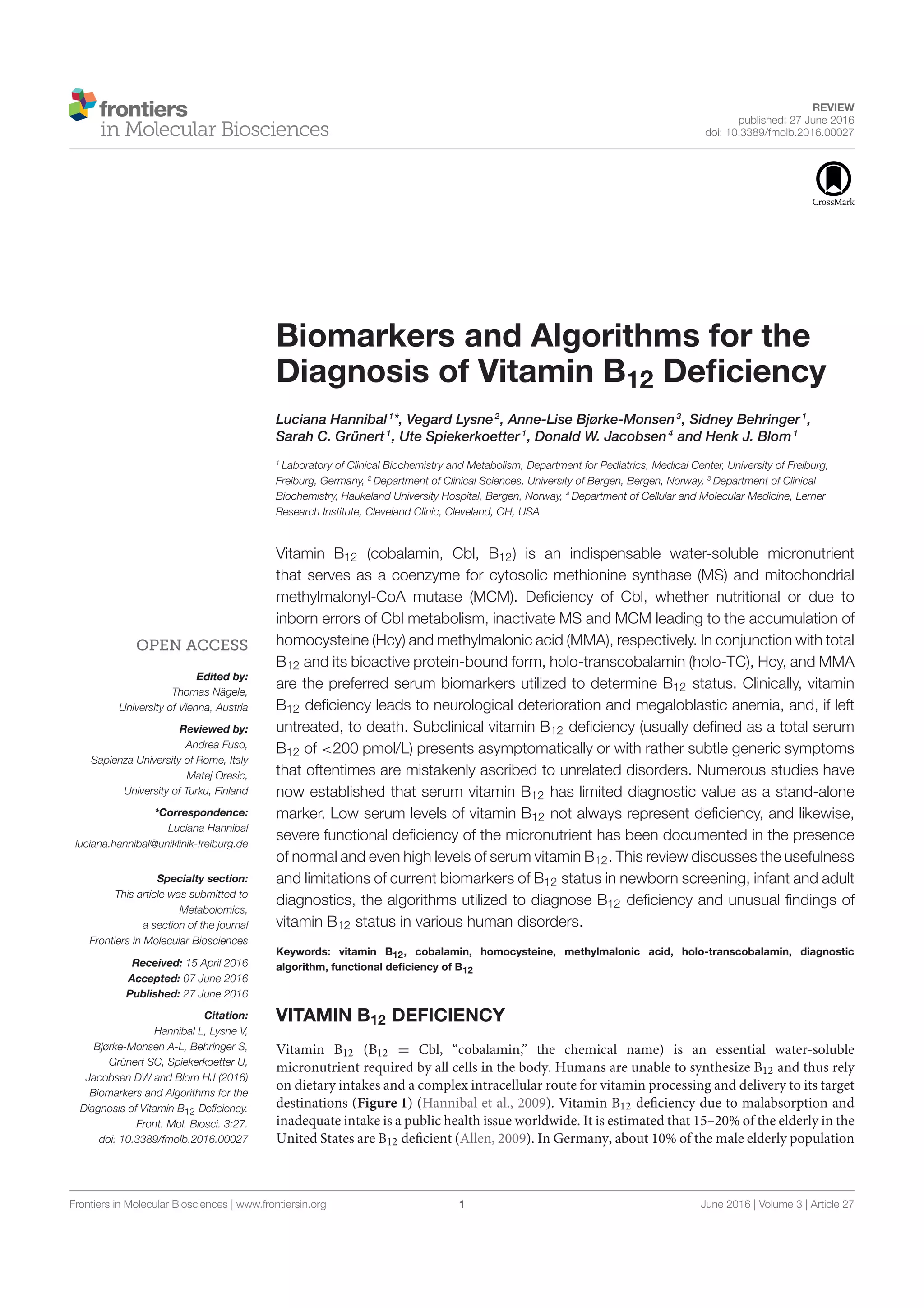 Biomarkers B12 diagnosis_Hannibal et al_Front Mol Biosci Metabolomics ...