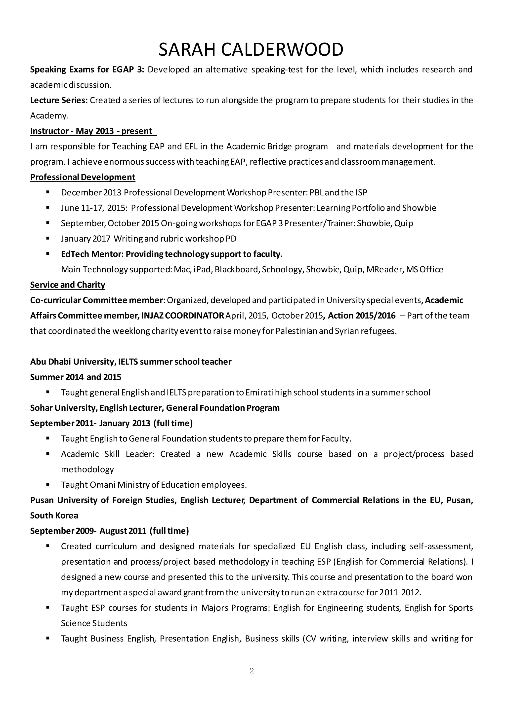 Sarah Calderwood Resume 2017 | PDF