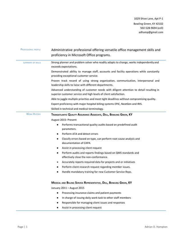 Adrian Hampton Resume | PDF