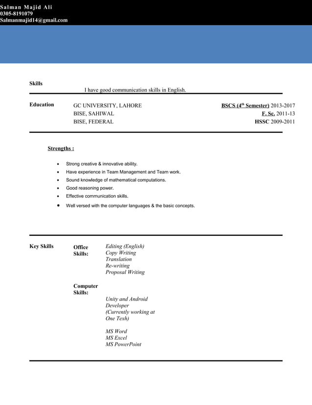 MY-CV Salman | PDF | Free Download