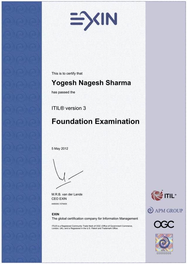 ITIL Version 3 Certificate | PDF