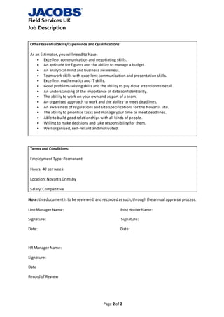 Job Description - EstimatorBuyer NGL | DOCX