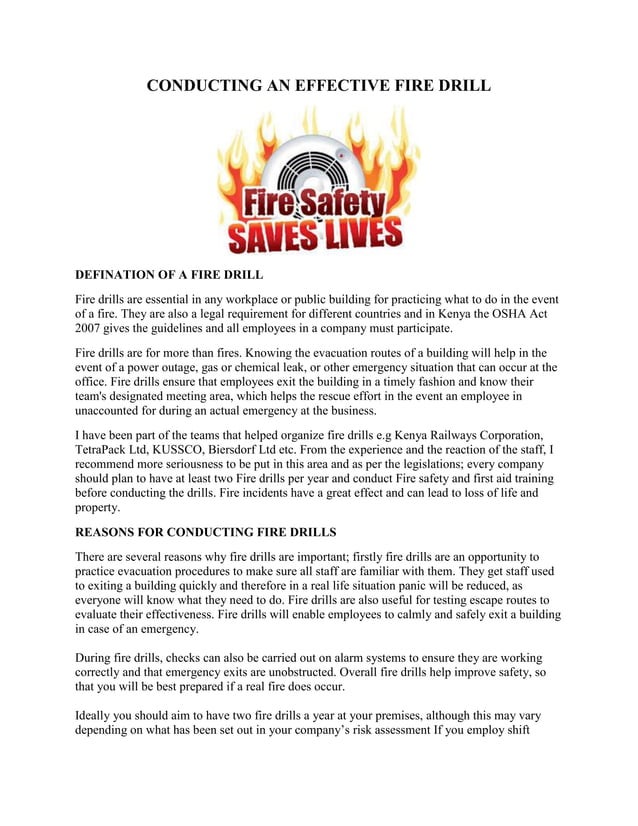 CONDUCTING AN EFFECTIVE FIRE DRILL | PDF