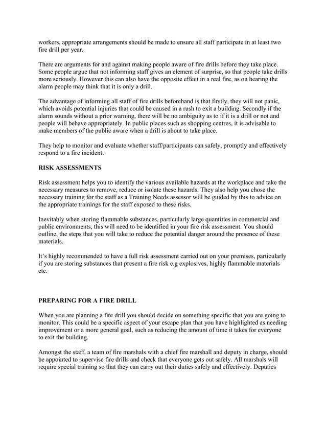 CONDUCTING AN EFFECTIVE FIRE DRILL | PDF