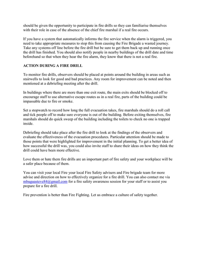 CONDUCTING AN EFFECTIVE FIRE DRILL | PDF