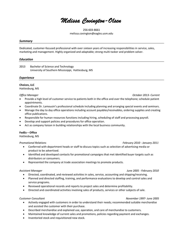 Melissa Olsen Resume 2015 | PDF