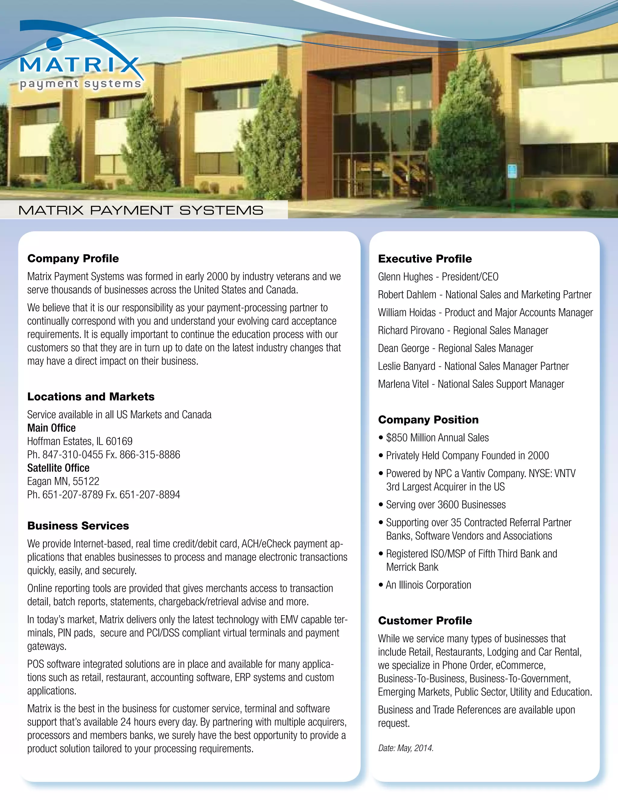 Matrix Company Spec Sheet | PDF