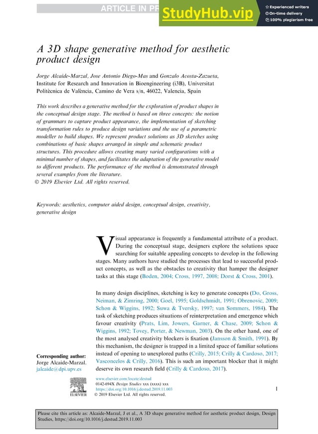 A 3D Shape Generative Method For Aesthetic Product Design | PDF