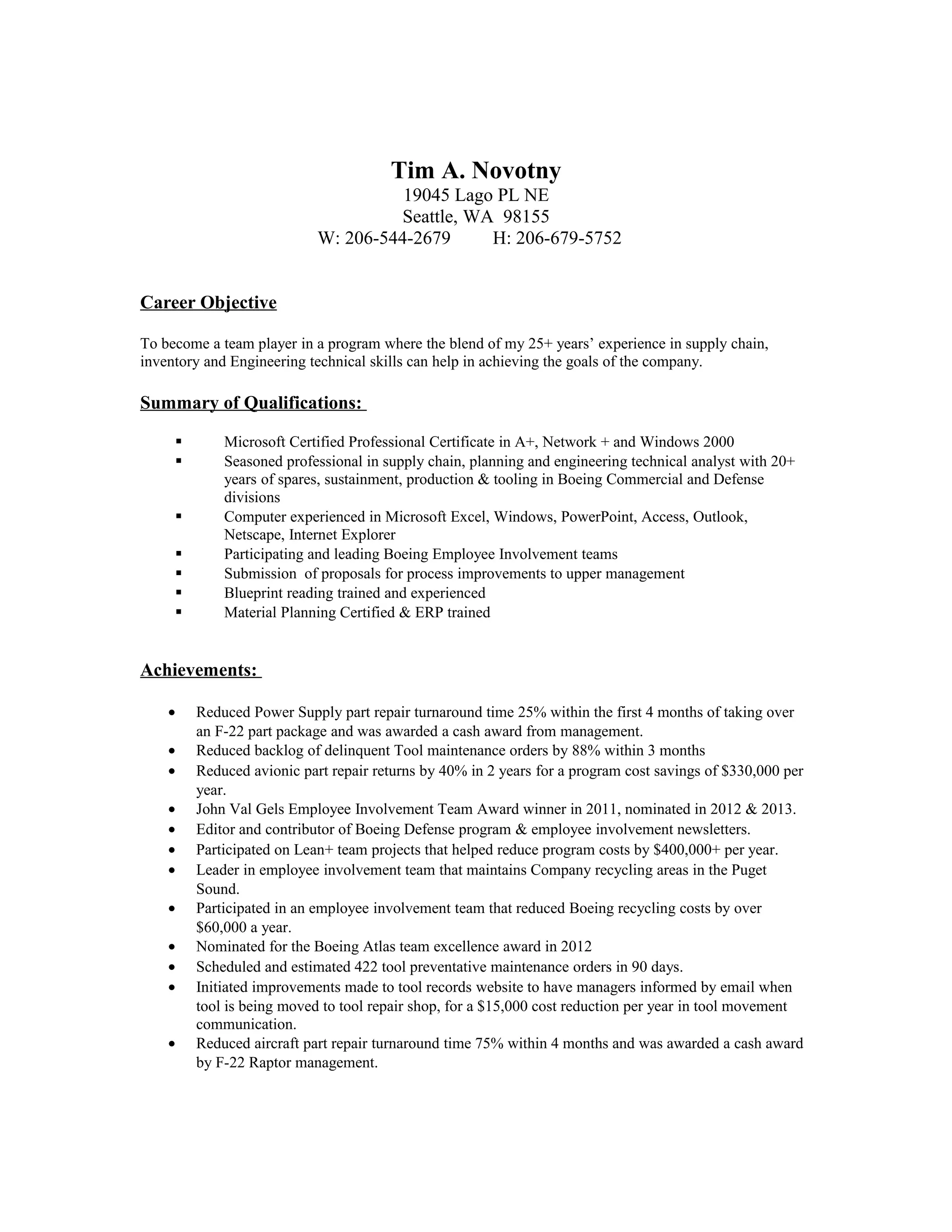 Resume of Tim A. Novotny- 2017 | PDF