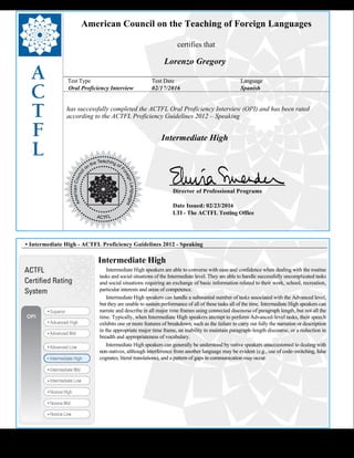 Oral proficiency certificate | PDF
