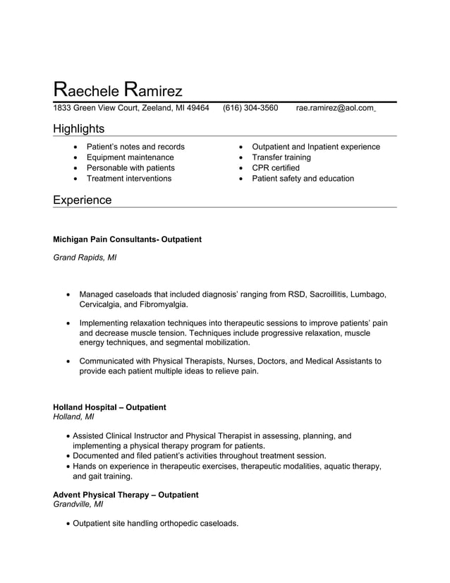 PTA resume | PDF