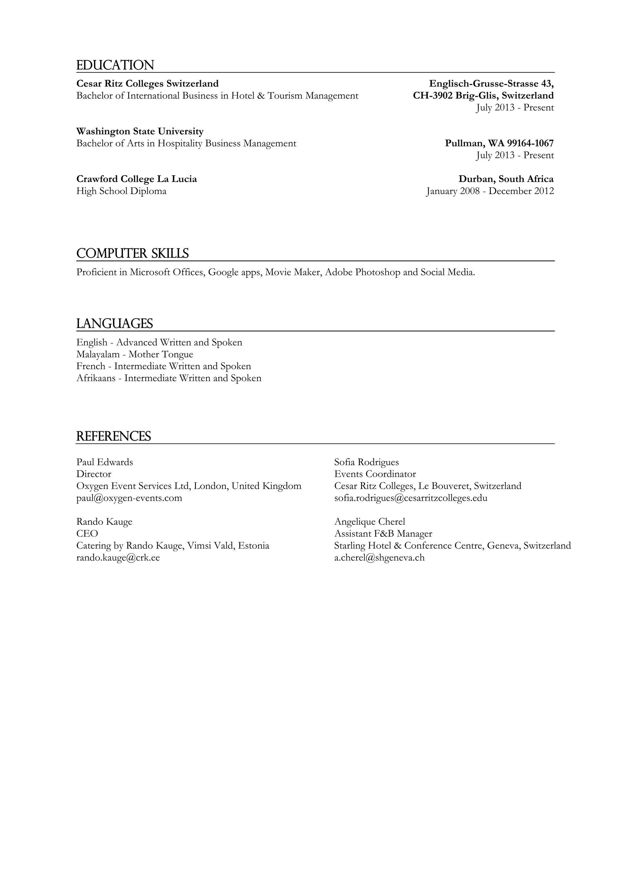 Neha Ramesh CV 2016 | PDF