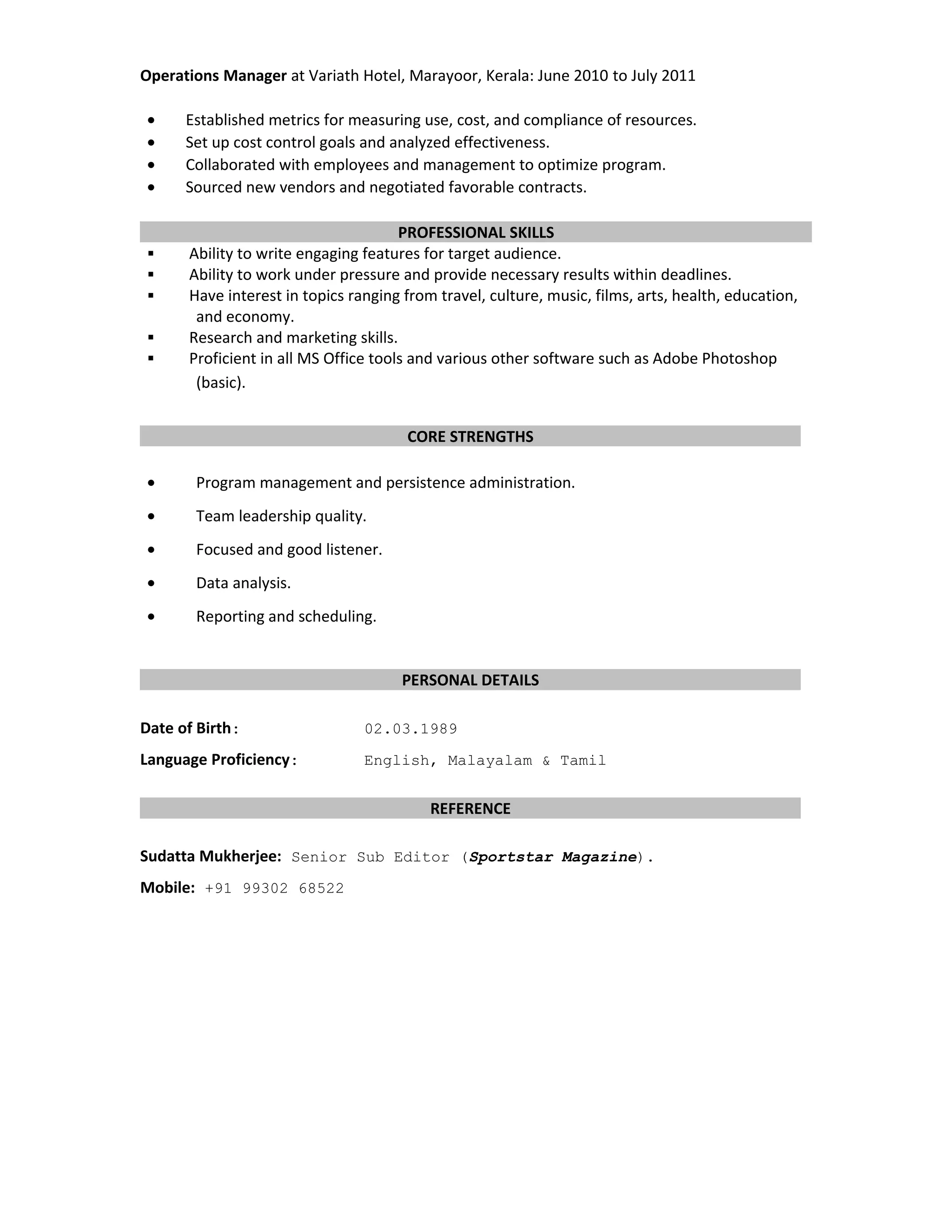Prajith.Resume1 | DOC