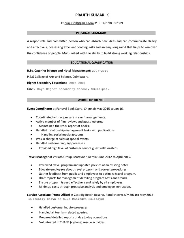 Prajith.Resume1 | PDF