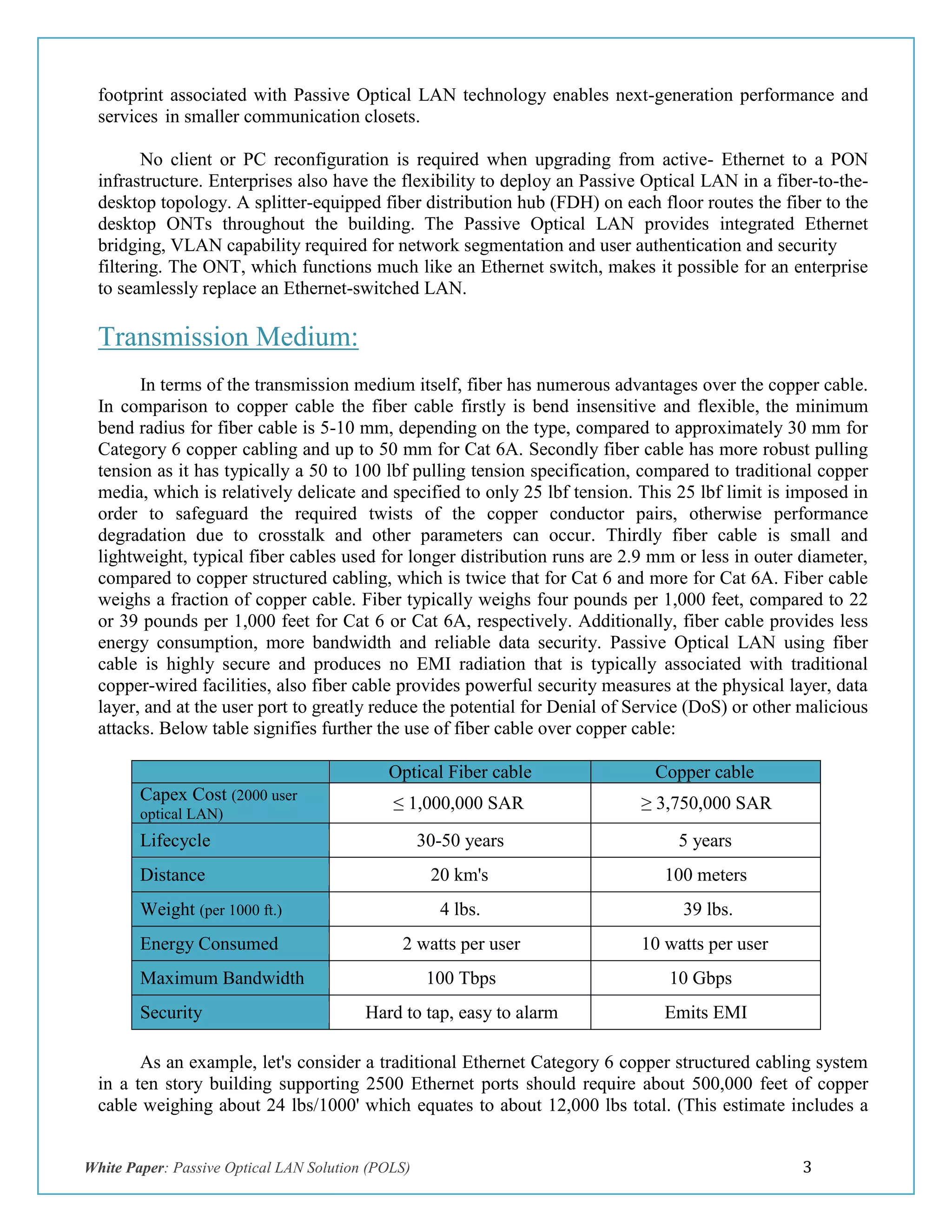 Passive Optical LAN Solution - White Paper | PDF