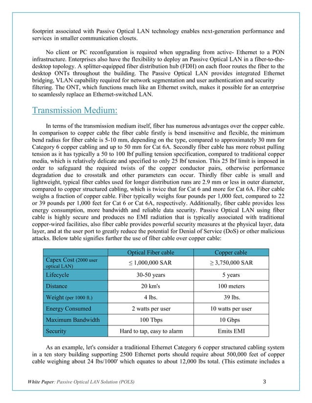 Passive Optical LAN Solution - White Paper | PDF