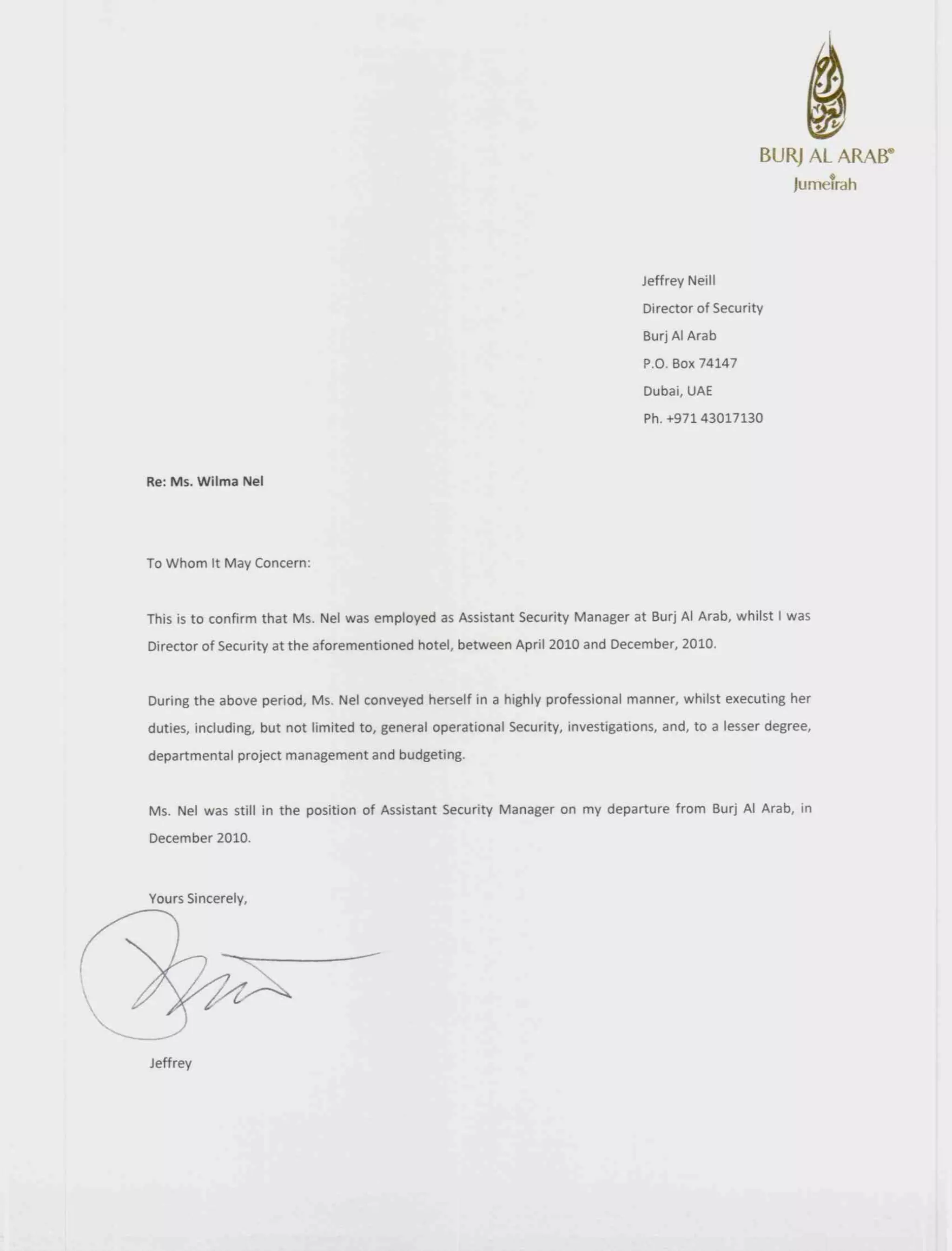 Letter of Employment BAA | PDF