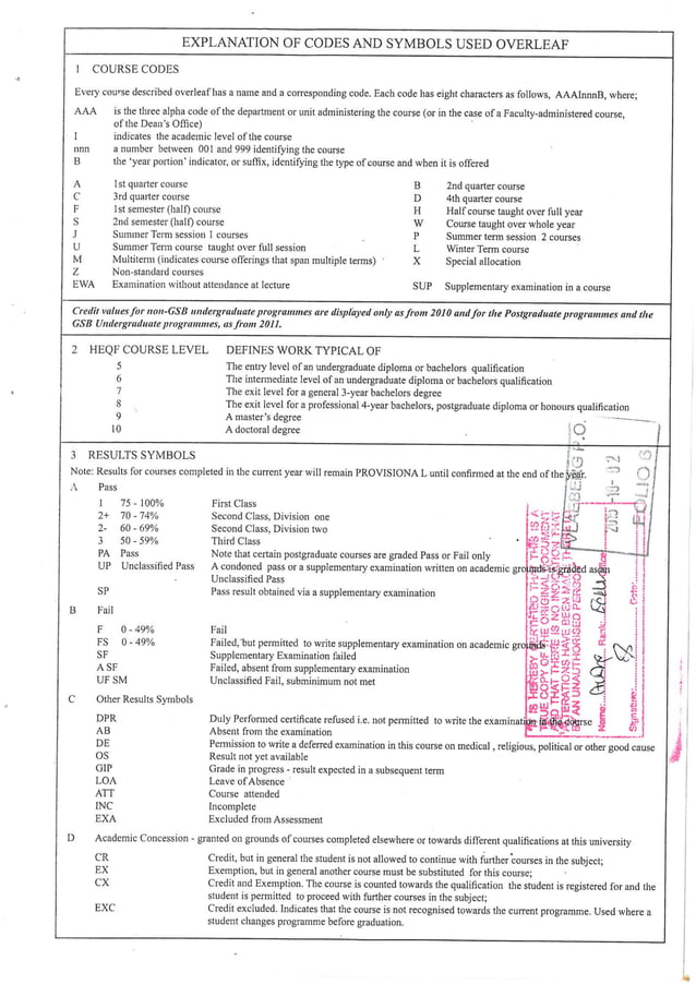 Certified Official Transcript | PDF