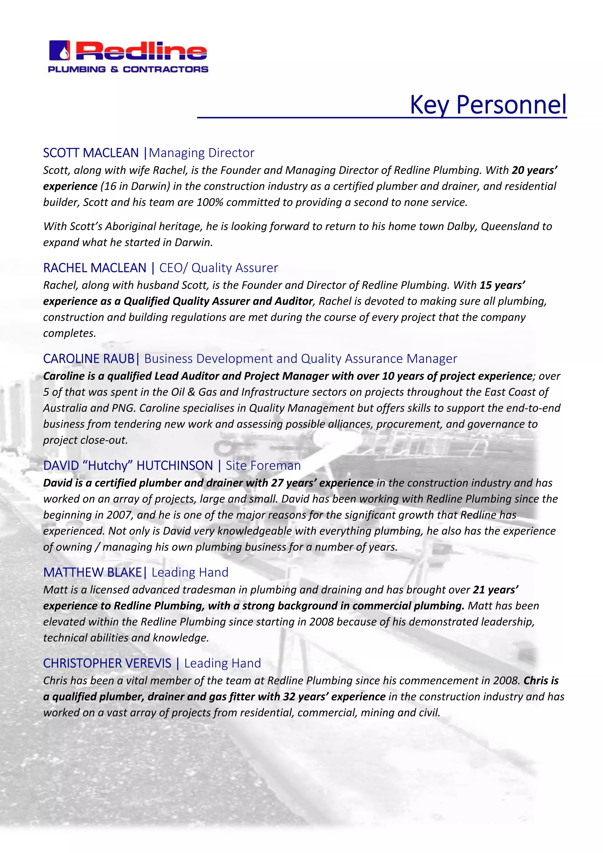 Redine Plumbing_Contractors - Capability Statement QLDr1 | PDF