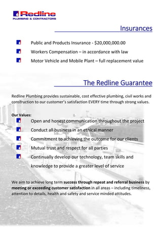 Redine Plumbing_Contractors - Capability Statement QLDr1 | PDF